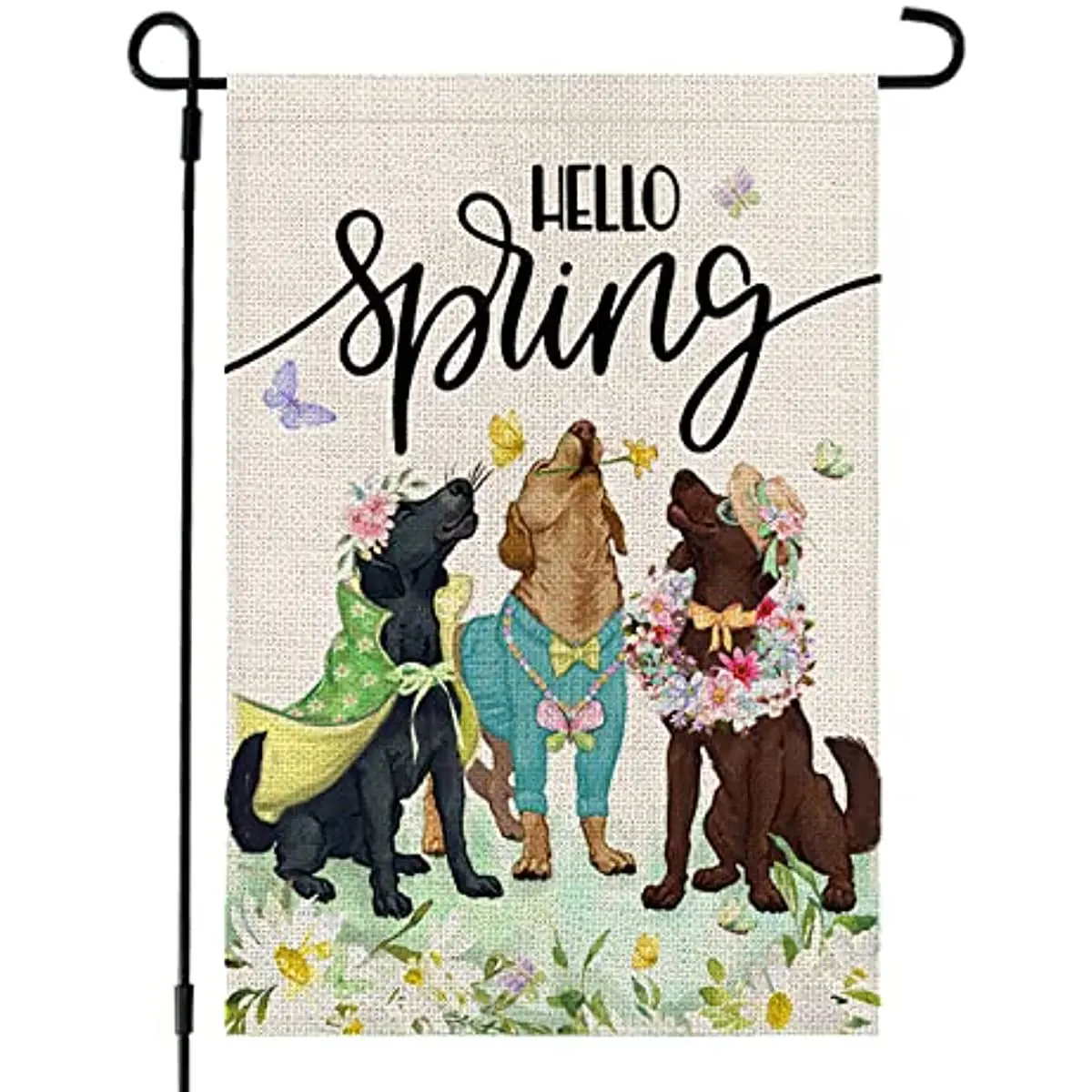 Hello-Spring-Dogs-Garden-Flag-Floral-12x18-Inch-Double-Sided-for ...