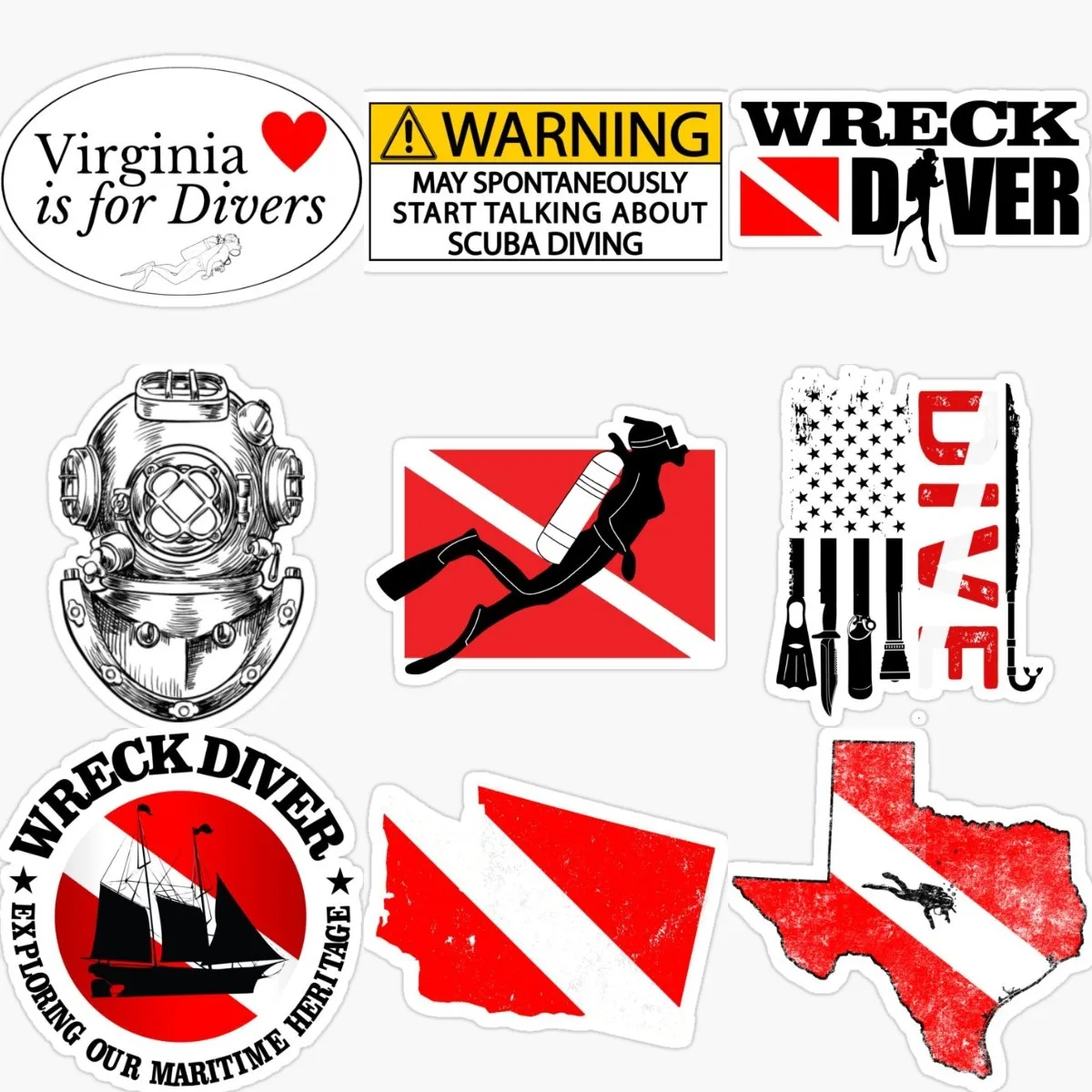 Scuba-Diving-Diver-Map-Sticker-Vinyl-Accessories-Truck-Window-Wall-Moto ...