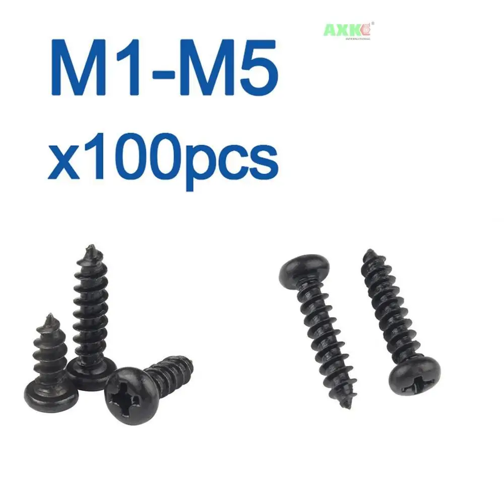 100 pcs/lot Cross Round Head Phillips Self-tapping Screw M1 M1.2 M1.4 ...
