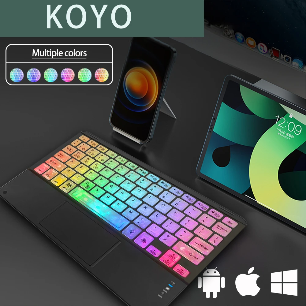 New-Mini-RGB-Backlit-Bluetooth-Keyboard-with-Touchpad-for-Tablet-IOS ...