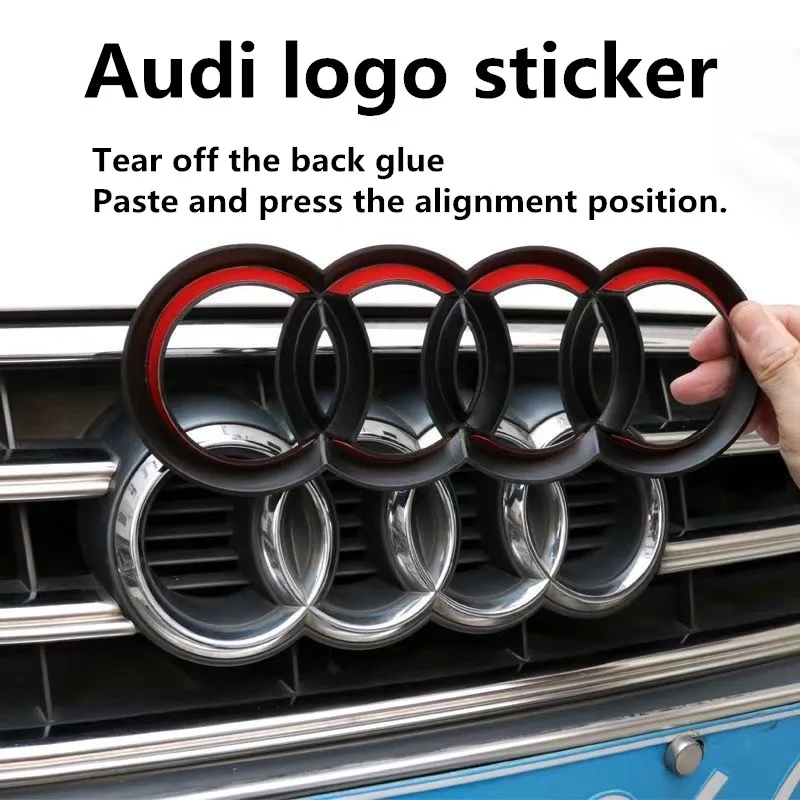 Refitted-four-ring-black-LOGO-directly-covered-front-logo-For-Audi-A4 ...