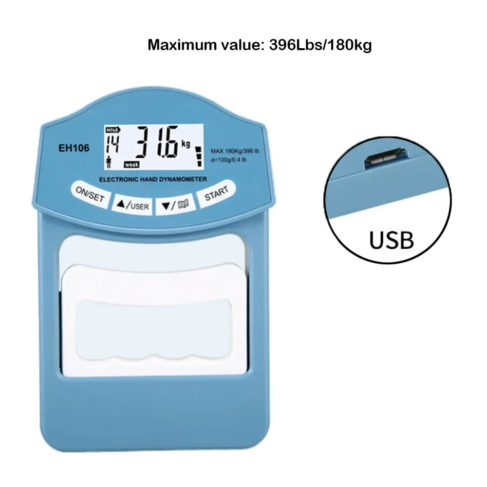 396Lbs/180 Kgs Digital Hand Dynamometer Grip Strength Measurement Meter ...