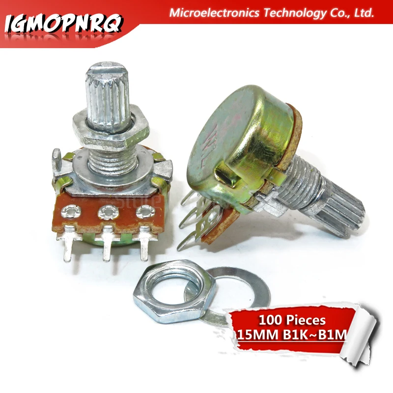 100pcs-WH148-Potentiometer-3PIN-15mm-Shaft-With-Nuts-And-Washers-WH148 ...