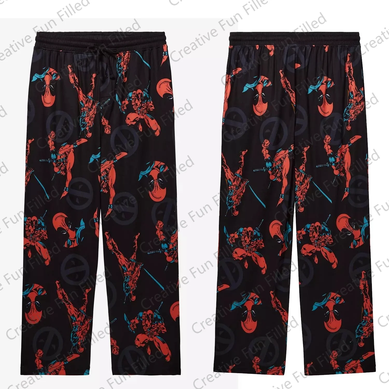 2024-New-Marvel-Deadpool-Allover-Print-Sleep-Pajama-Pants-Long-Sleeved ...
