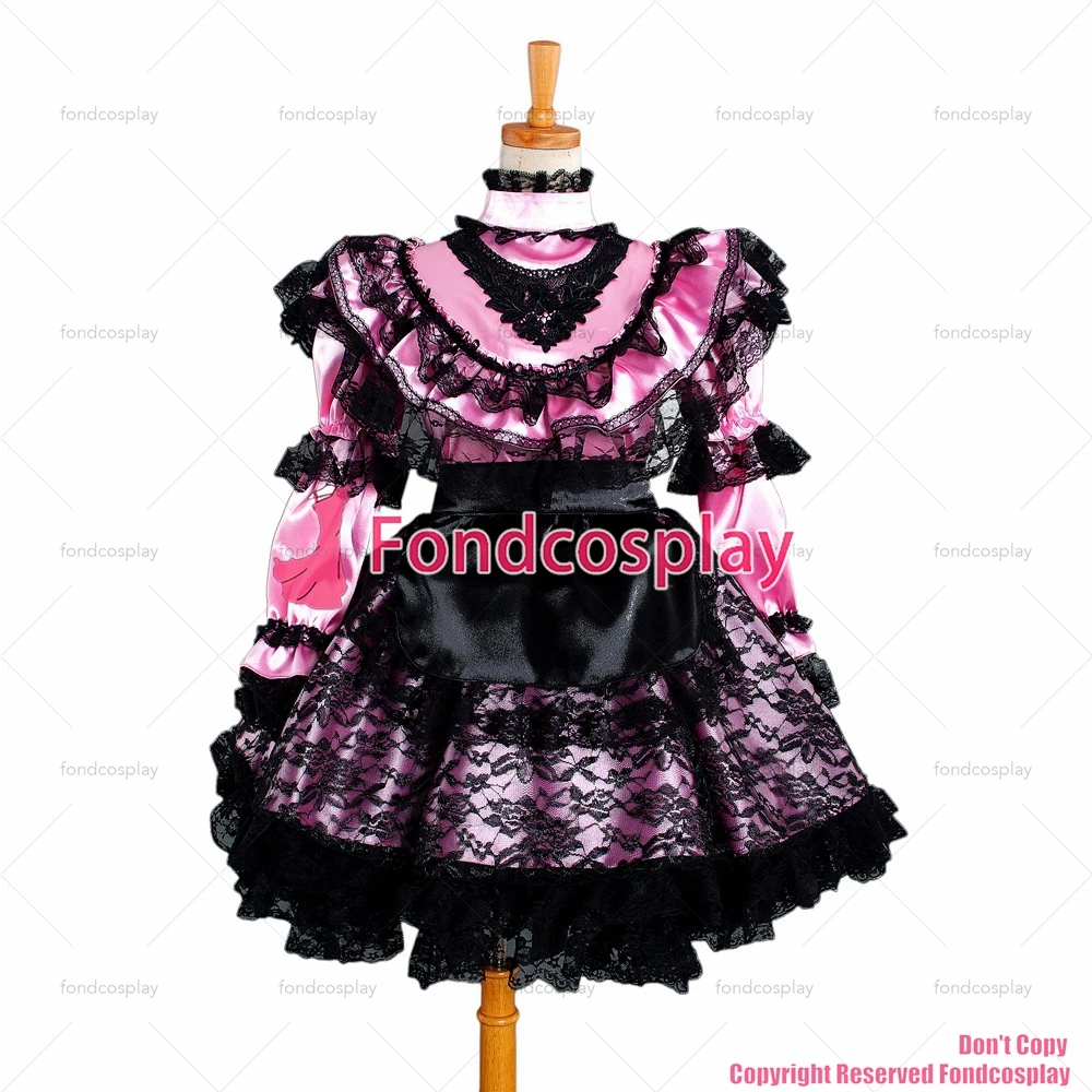 Fondcosplay-erwachsene-sexy-kreuz-dressing-sissy-maid-kurze-rosa-Satin ...