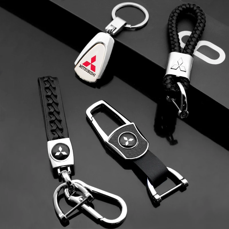 Car-Key-Chain-Metal-Leather-Car-Key-Ring-For-Mitsubishi-Lancer-9-10-EX ...