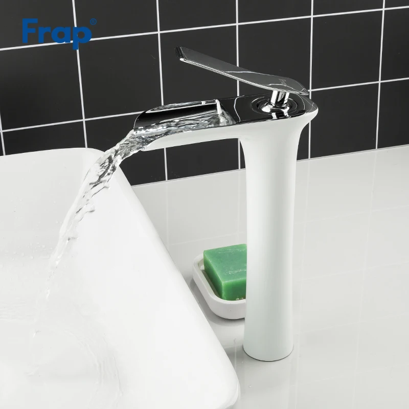 Frap-White-Chrome-Basin-Faucet-Washbasin-Faucet-High-Short-Bathroom-Sink-Tap-Notch-Waterfall ...