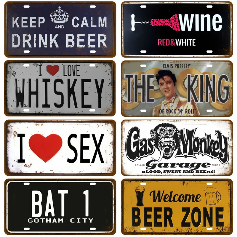 Home-Decor-Metal-Sign-Man-Cave-Vodka-Beer-License-Plate-Car-Number ...