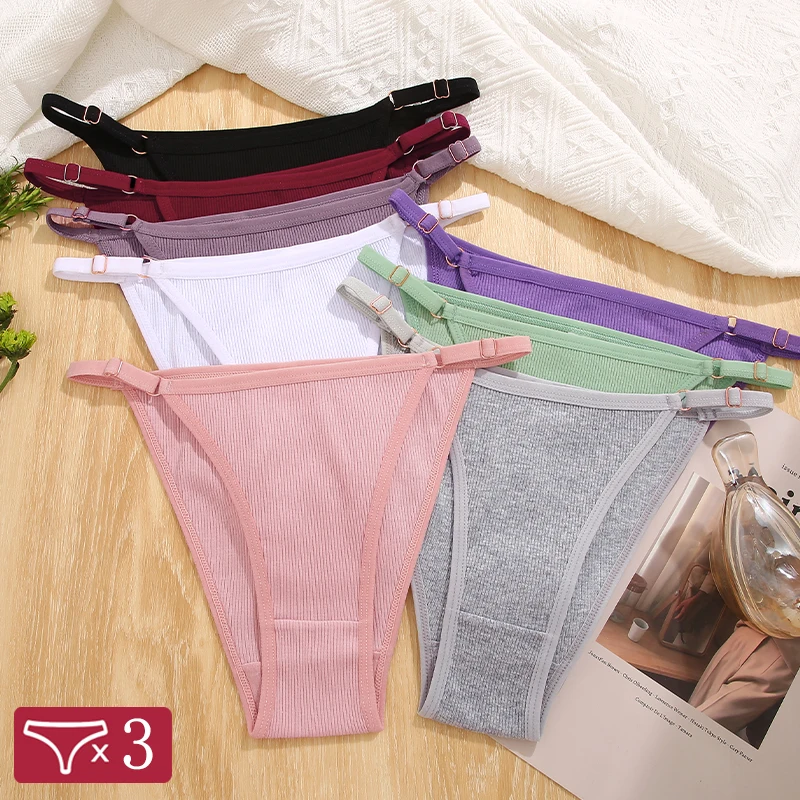 Bragas-de-cintura-baja-ajustables-de-algod-n-para-mujer-ropa-interior ...