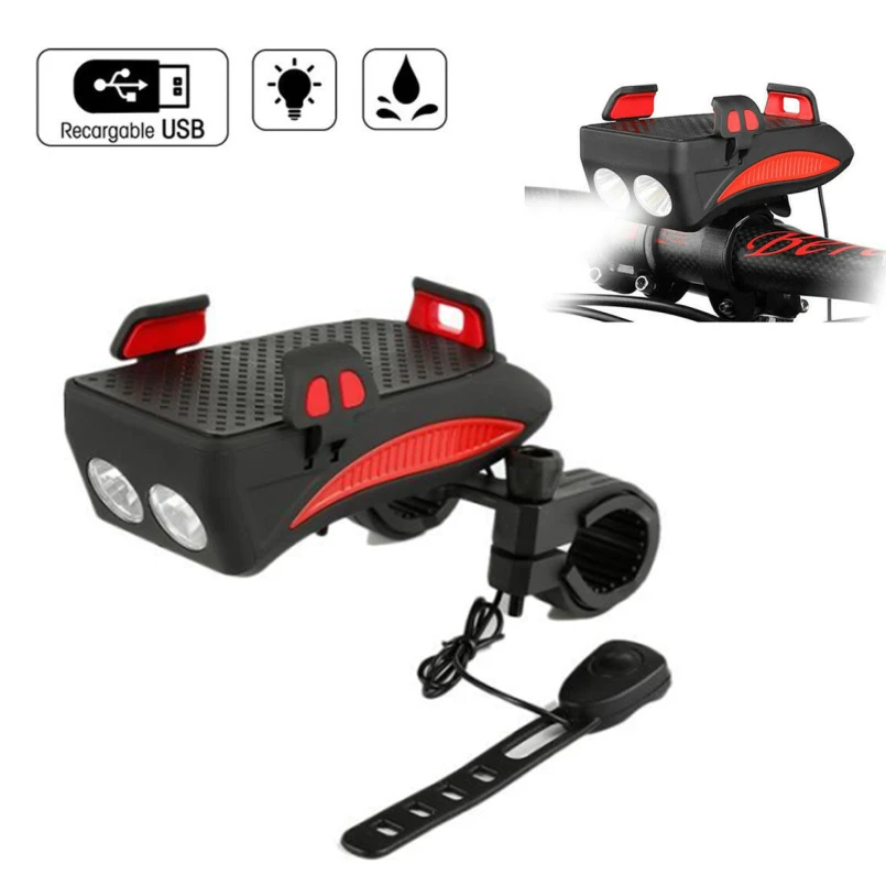4-In-1-Multifunctional-Bicycle-Light-USB-Rechargeable-LED-Headlight ...