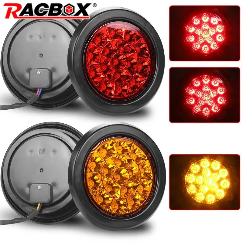 4-inch-16-LED-Round-Red-LED-Tail-Lights-Amber-turn-signal-lamp-Car-Stop ...