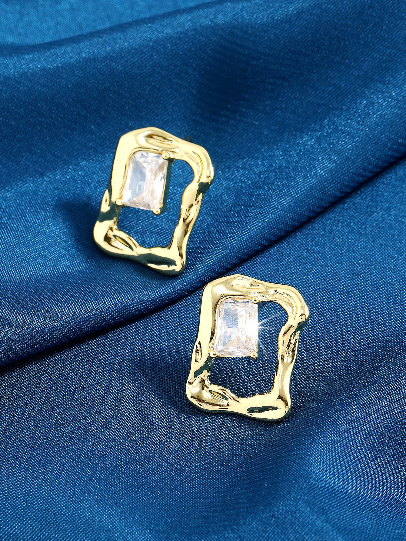 1 Pair Personality Stainless Steel Irregular-shaped Diamond Earring ...