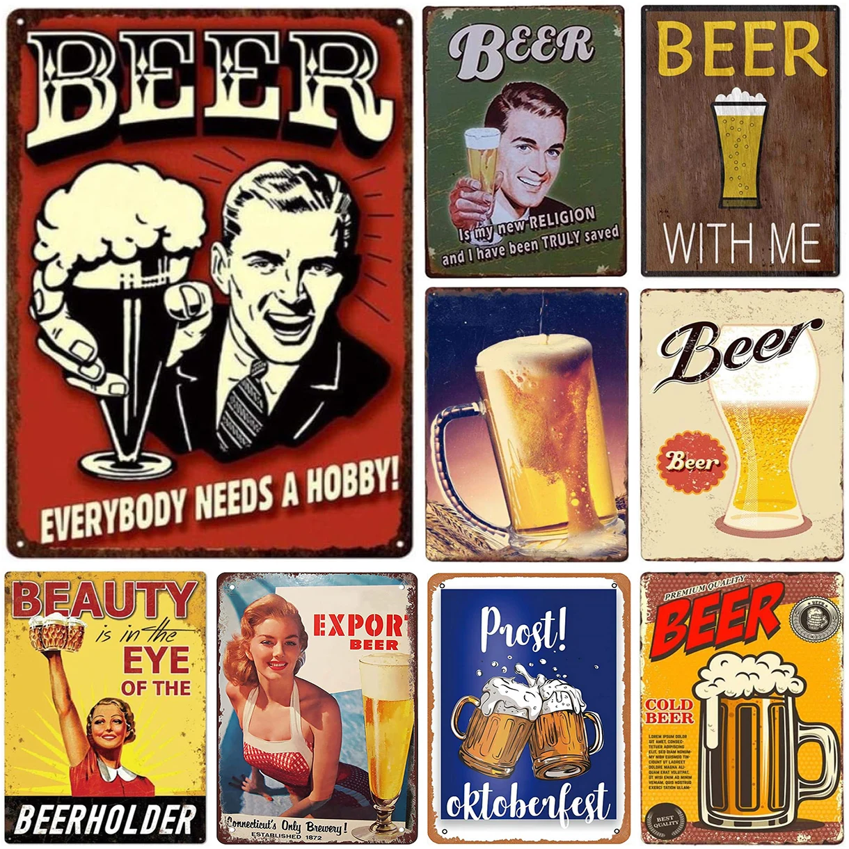 Vintage-Beer-Metal-Tin-Signs-Retro-Everybody-Needs-A-HobbySign-For-Cafe ...