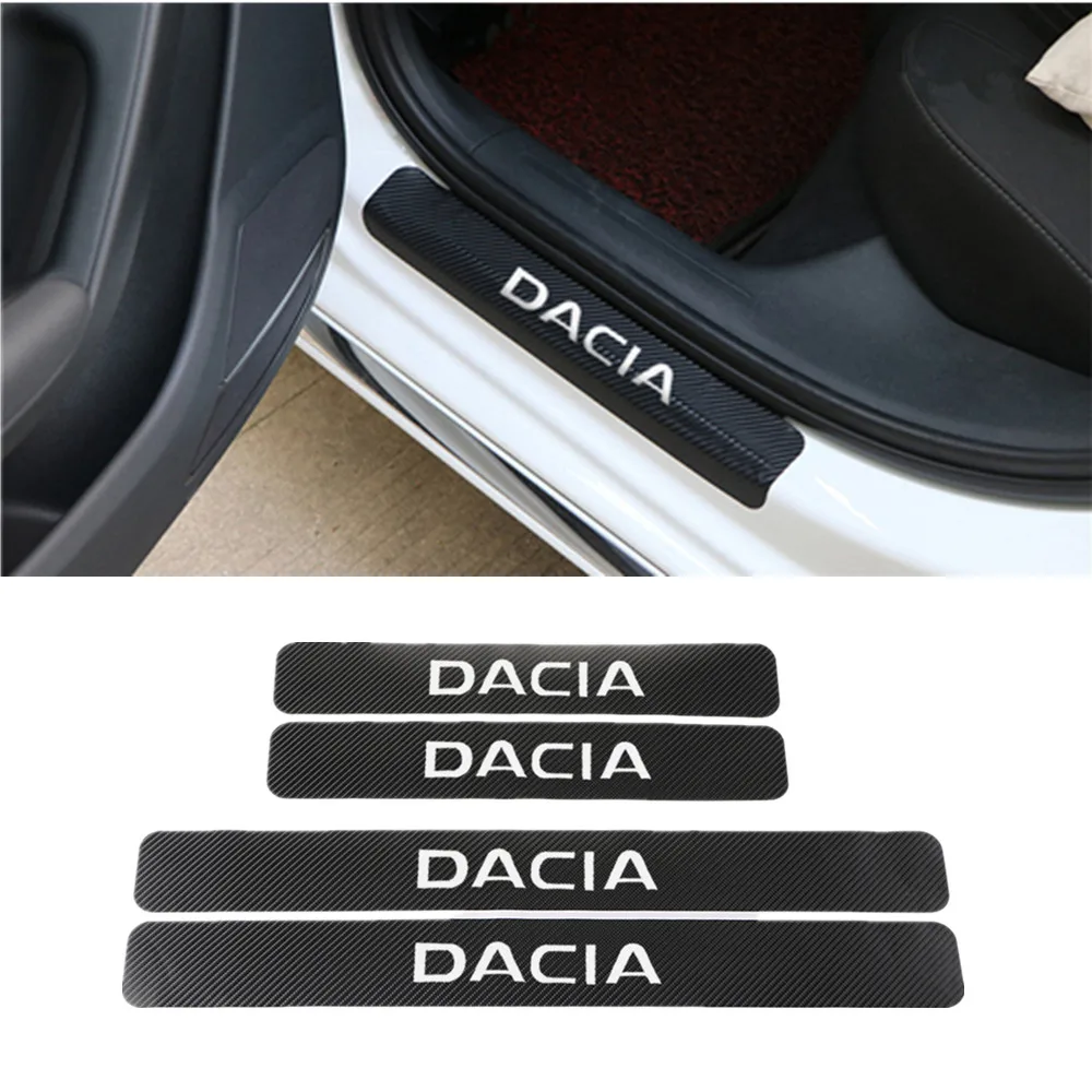4pcs Carbon Fiber Door Sill Scuff Car Door Plate Car Stickers For Dacia ...