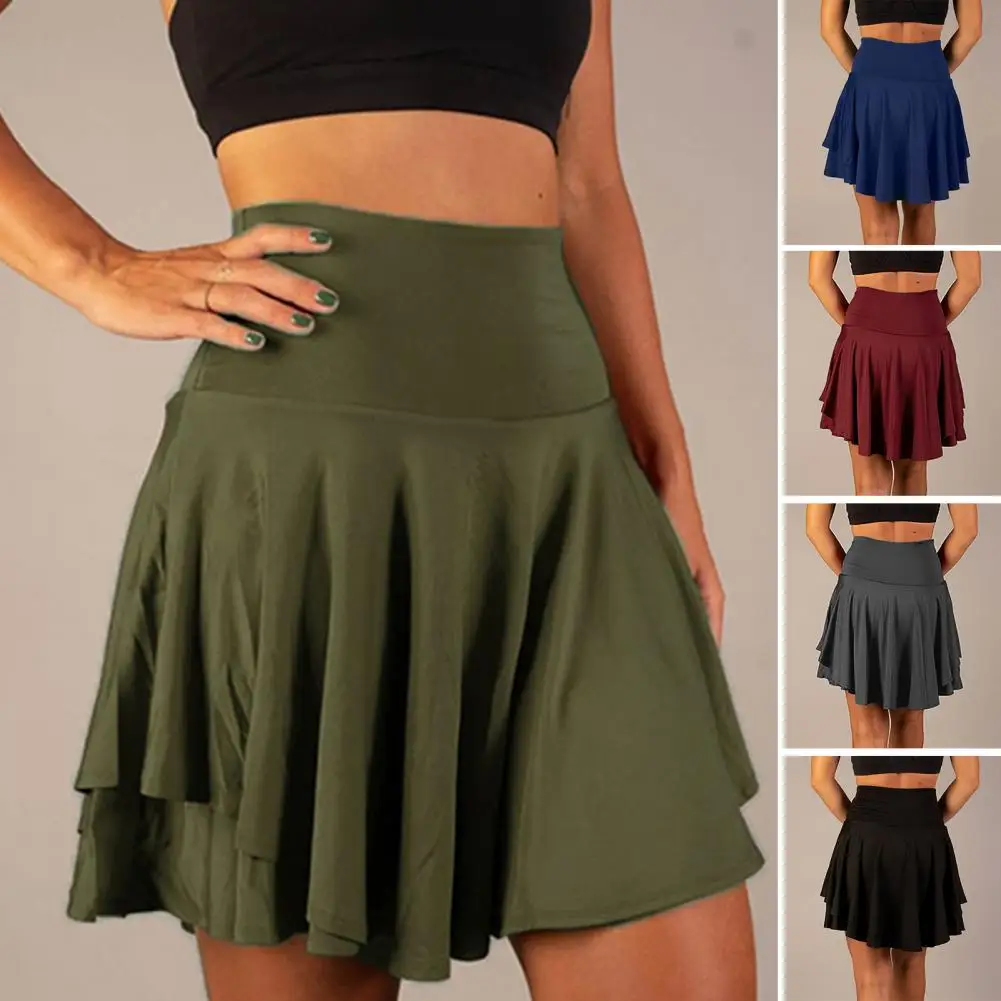 Stylish-Fitness-Skirt-Breathable-Anti-exposure-Soft-Ruffle-Women-Mini ...