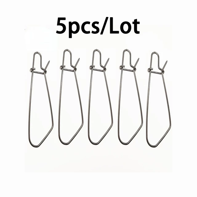 5pcs Fishing Snap Hooked Stainless Seel Live Fish Hook Snap Pin ...
