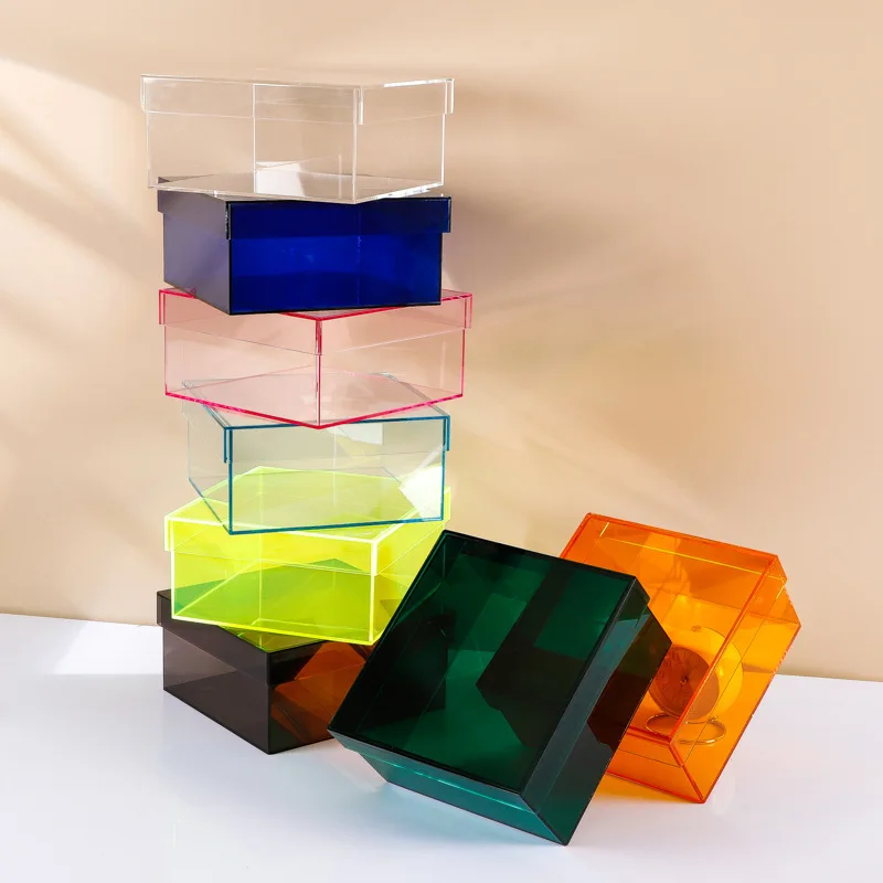 Acrylic Storage Box with Lid Colorful Acrylic Organizer Bins Display ...
