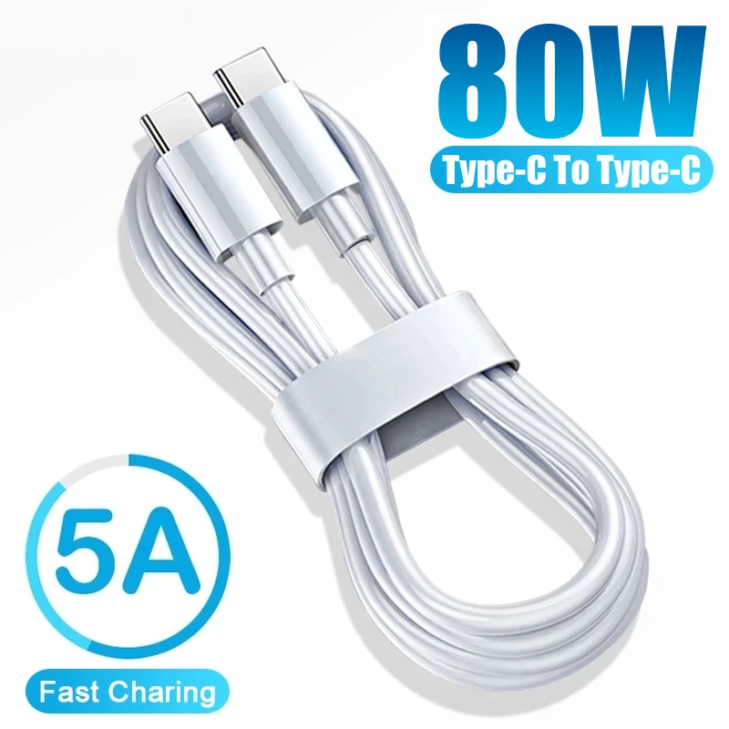 5A 80W Fast Charging Data Line Double Head Type C to Type C Cable Data ...