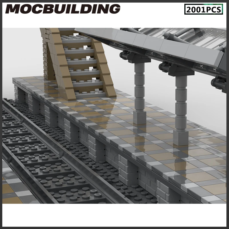 Moc Building Blocks Train Station Platform Transportation Hub Railroad ...
