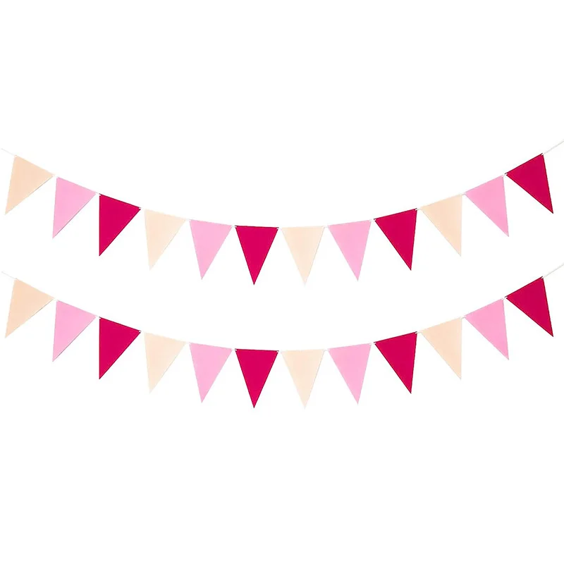 Rose-Hot-Pink-Pennant-Banner-Fabric-Triangle-Flag-Bunting-Garland-for ...