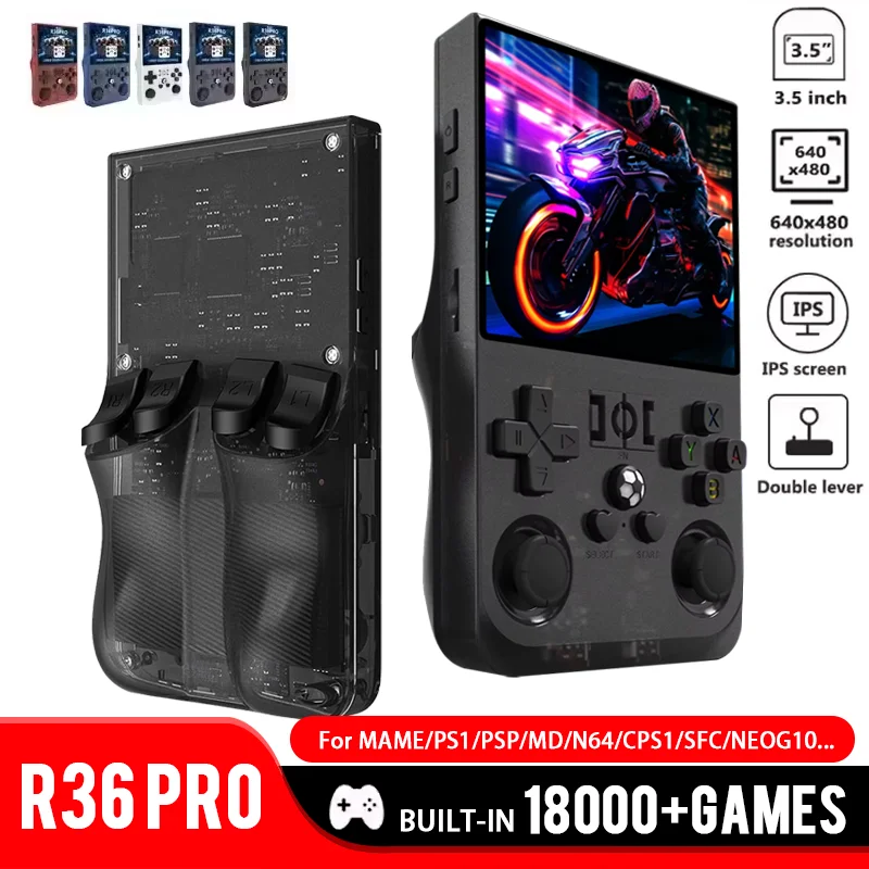 18000+ R36PRO Retro Handheld Video Game Console 3.5 Inch IPS Screen ...