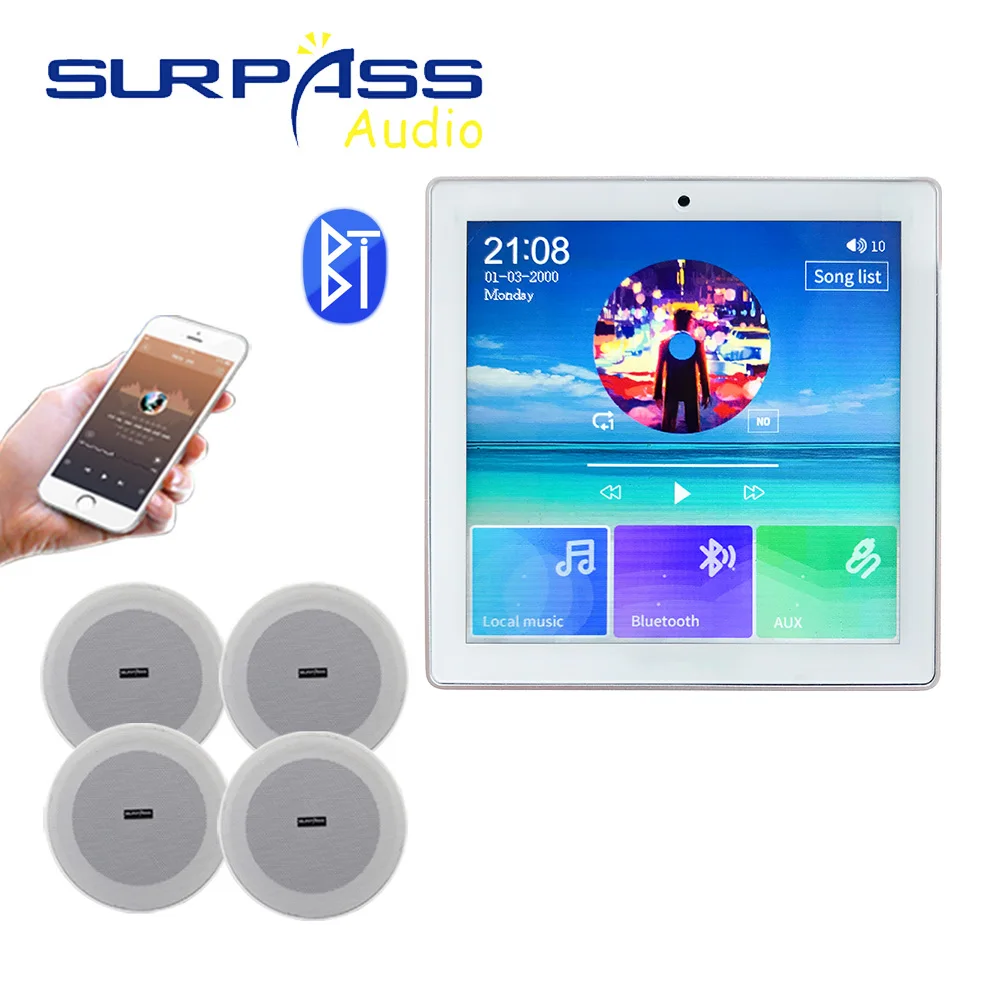Bluetooth Wall Amplifier Smart Home Audio Mini Touch Screen 4*20w ...