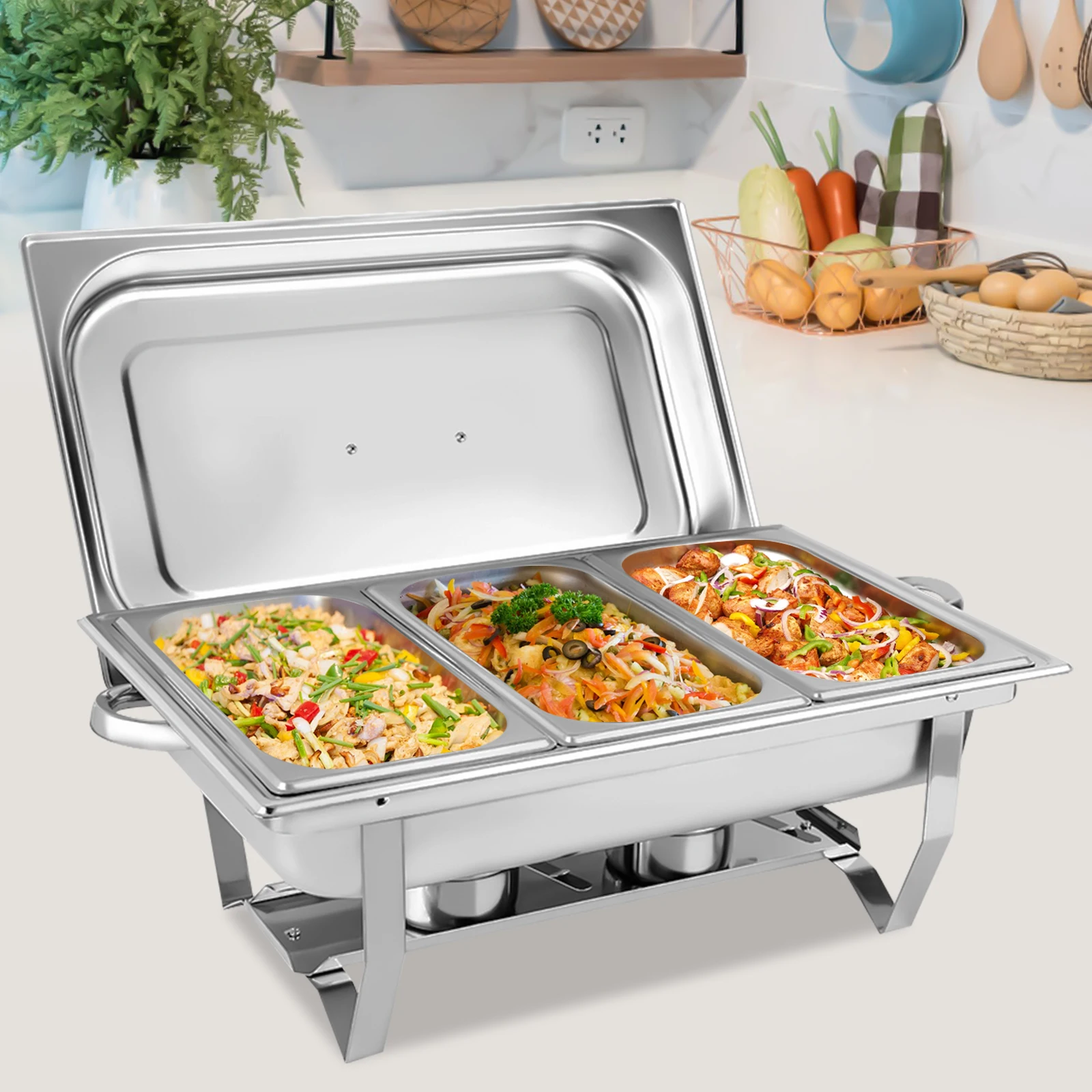 3-Pan-Food-Warmer-Stainless-Steel-Buffet-Set-Food-Pan-Catering-Chafer ...
