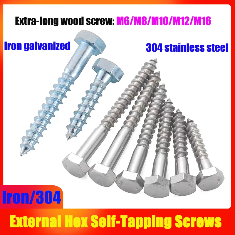 304/Galvanized Iron M6/M8/M10/M12/M16 Wood Screws Self-Tapping Screws ...
