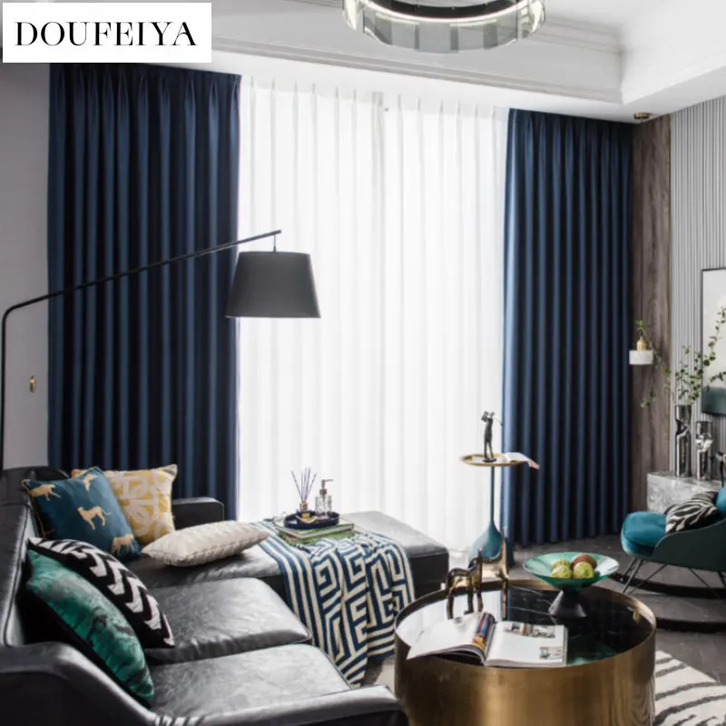 Dark Blue Curtains Living Room
