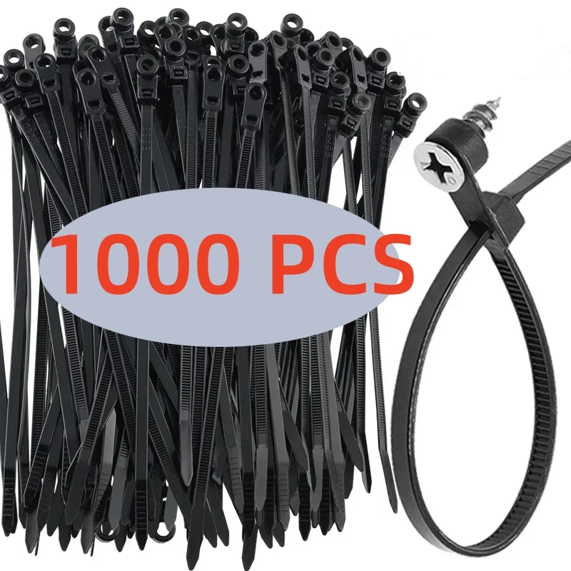 100-1000Pcs-Screw-Hole-Cable-Ties-Reusable-Fixed-Nylon-Cable-Ties-Self ...