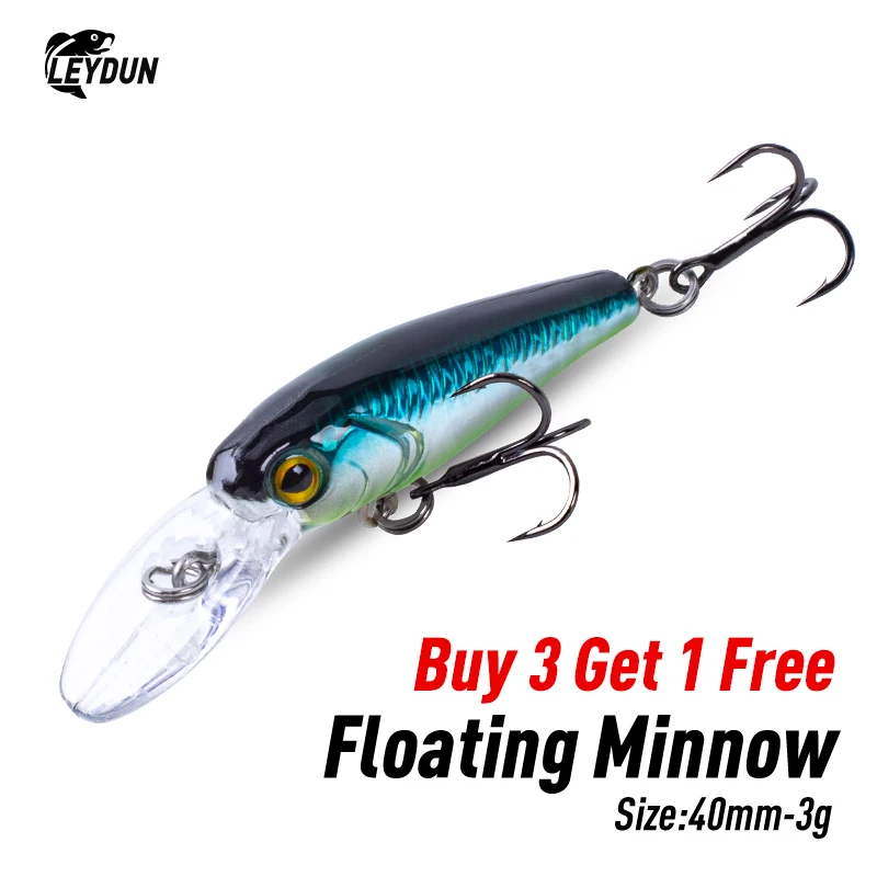 LEYDUN Trout Mini Micro Fishing Lures Floating Minnow 40mm Artificial ...