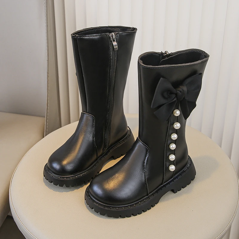 Kid-s-Shoes-Fashion-Princess-High-Top-Boots-Girls-Leather-Waterproof ...