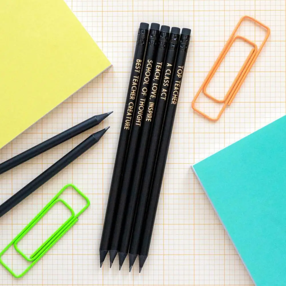 5Pcs-Funny-Pencils-Set-for-Architect-Black-Stationery-with-Cheeky ...