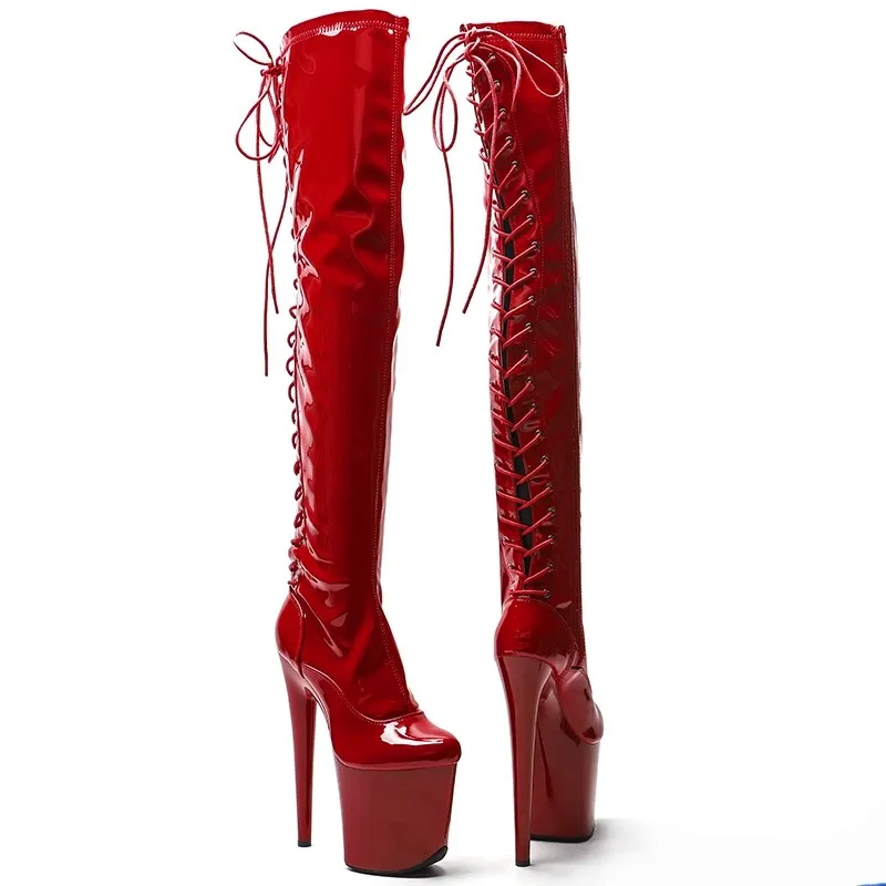 20Cm-Stripper-High-Heel-Platform-Sexy-Shoes-Over-The-Knee-Boots-Black ...