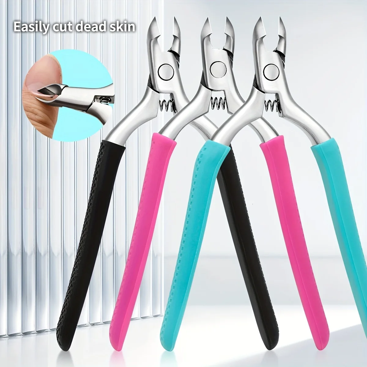 Manicure Silicone Cuticle Scissors ColorNon-slip Handle Cuticle Pliers ...