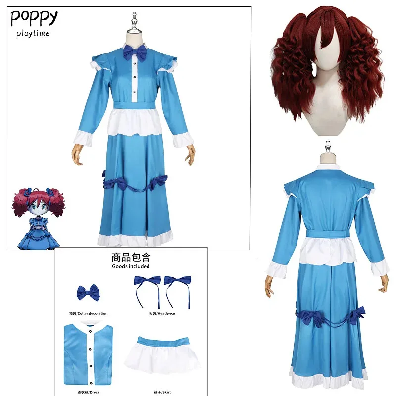 The Poppy Cosplay Costume Dress Game Poppy Cos Playtime Red Hair Girl ...