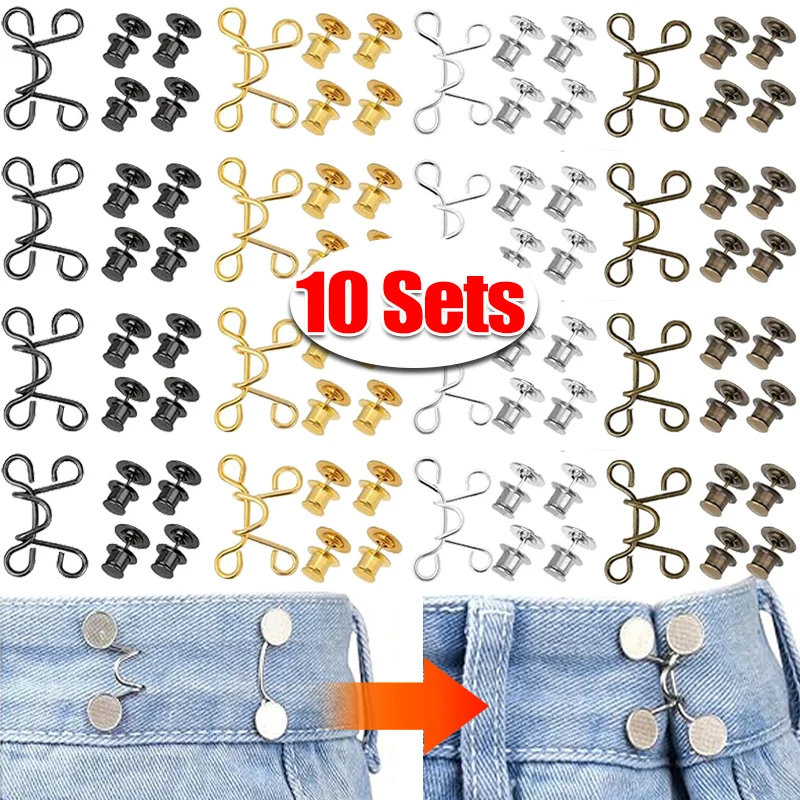 Metal Jean Button Adjustable Pant Waist Tightener Button Extender No ...