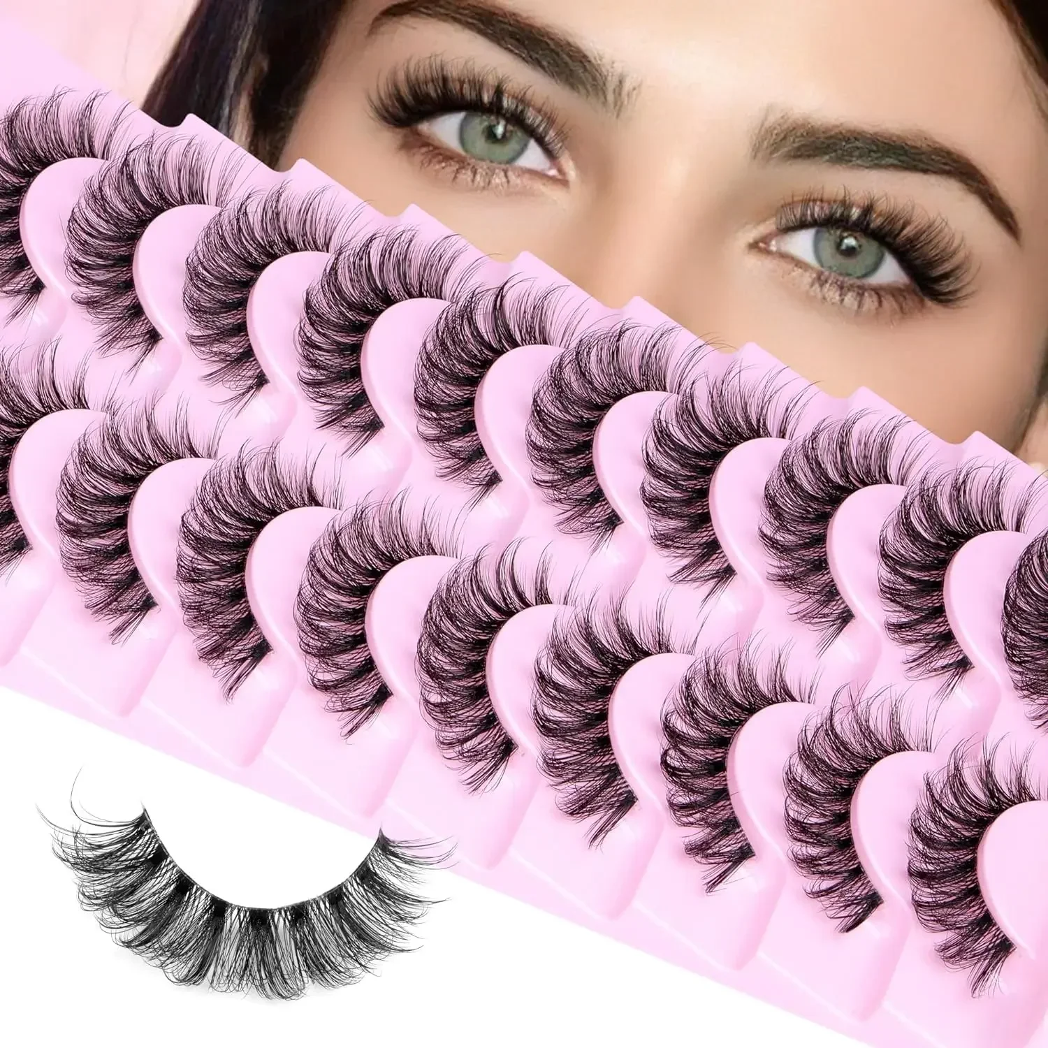 10-Pairs-Natural-Eyelashes-Fluffy-Lashes-D-Curl-Eyelashes-3D-Volume ...
