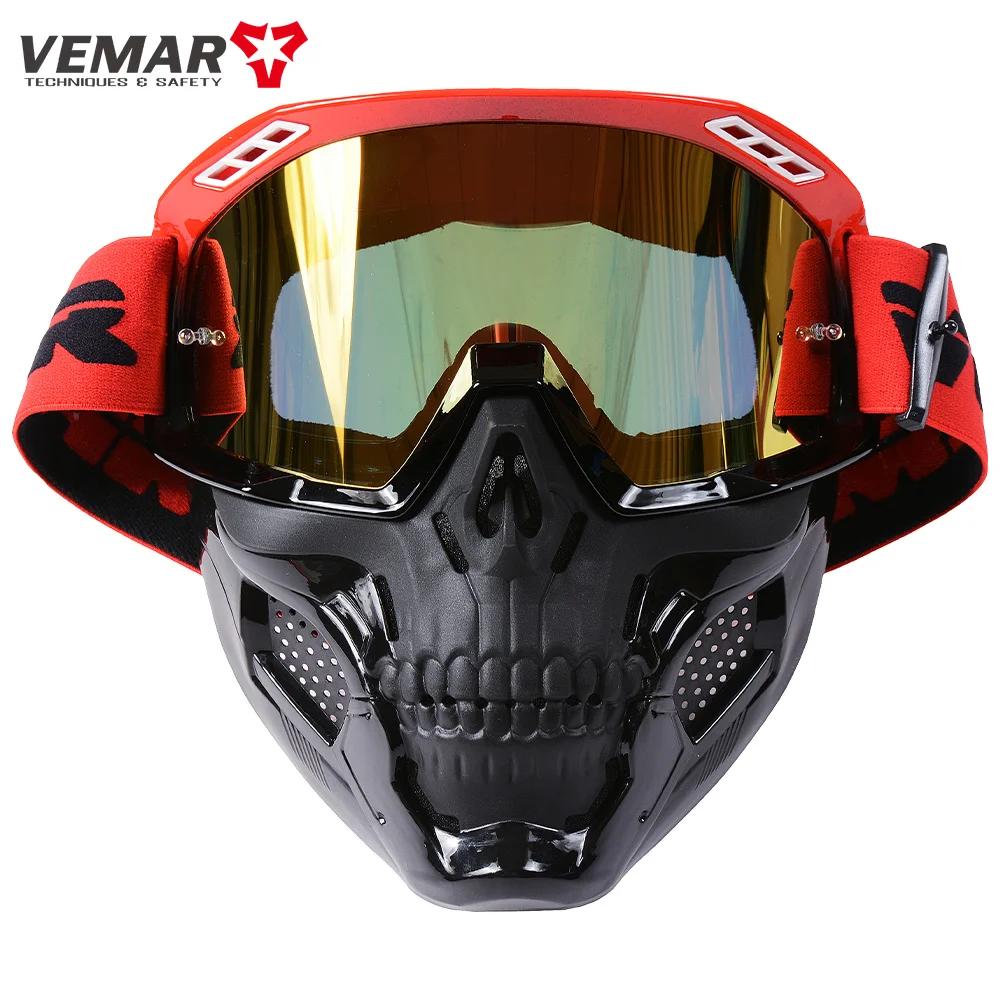 Motorcycle Helmet Riding Goggles Removable Face Mask Motocross Goggles ...
