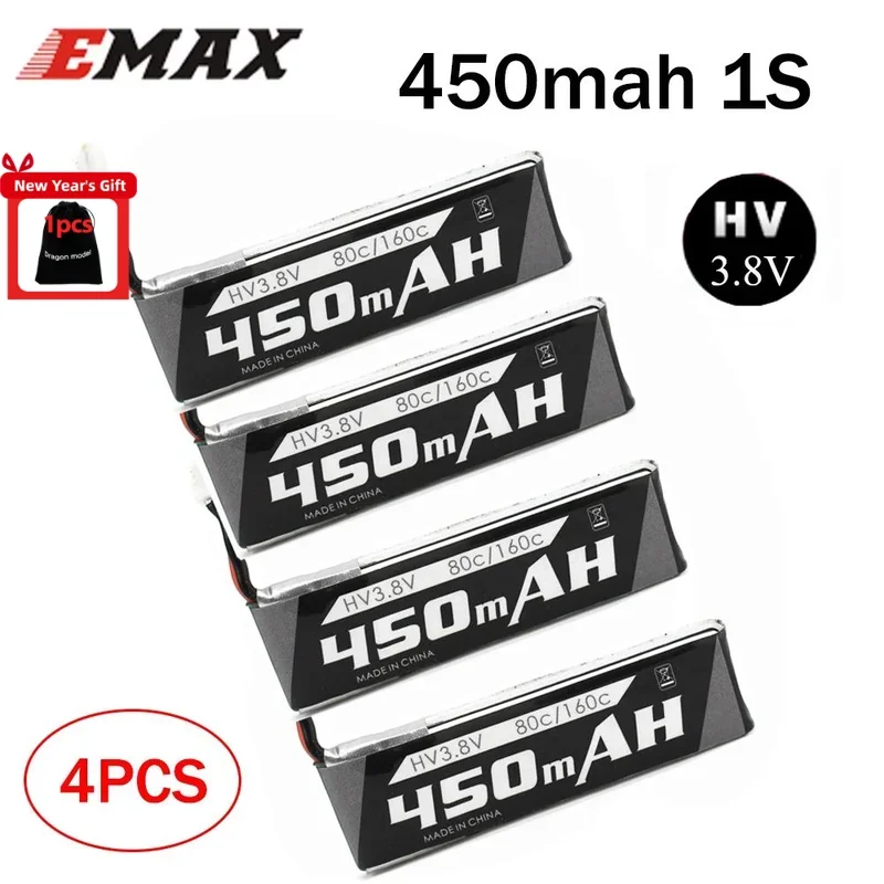 Emax 1S 450mah 3.8V 80C/160C HV Lipo Battery PH2.0 Plug for Tinyhawk II ...