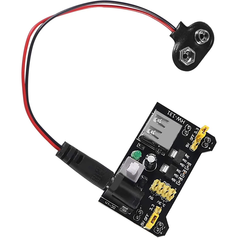 3-3V-5V-MB102-Solderless-Breadboard-Power-Supply-Module-9V-Battery-Clip ...