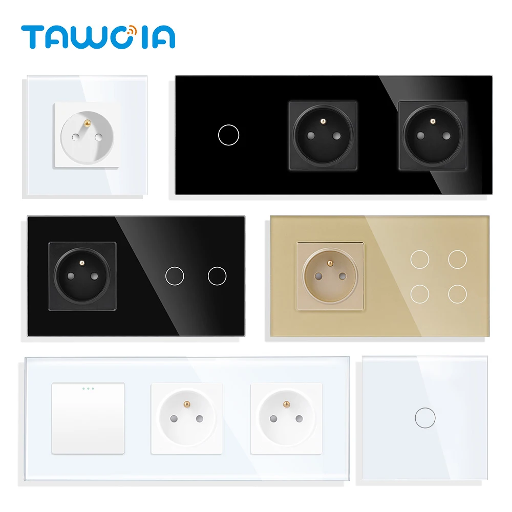 TAWOIA-French-Polish-Power-Socket-Touch-Switch-Glass-Panel-USB-Double ...