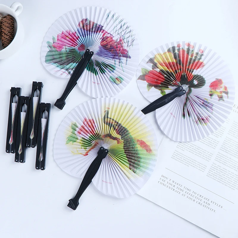 1PC-Chinese-Style-Mini-Summer-Hand-held-Small-Round-Paper-Fan-Flower ...