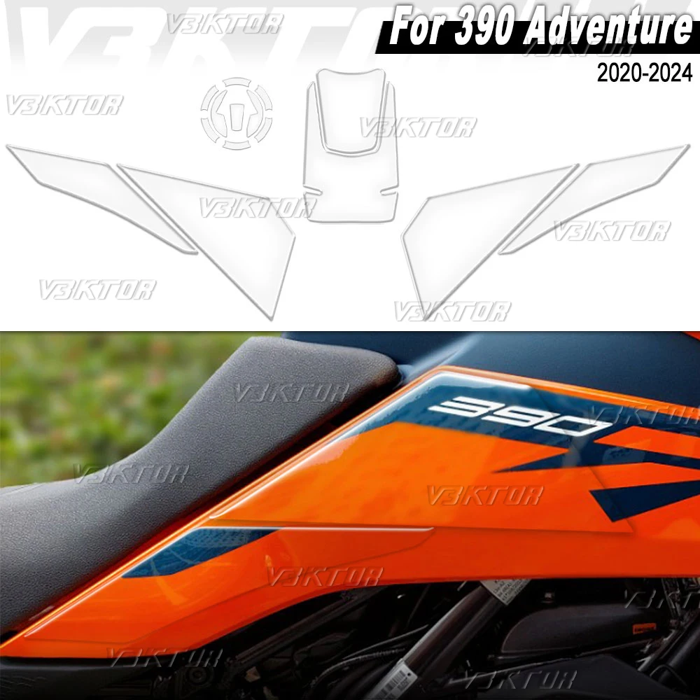 3D Resin Transparent Tank Pad Sticker Motorcycle Fuel Tank Protection ...