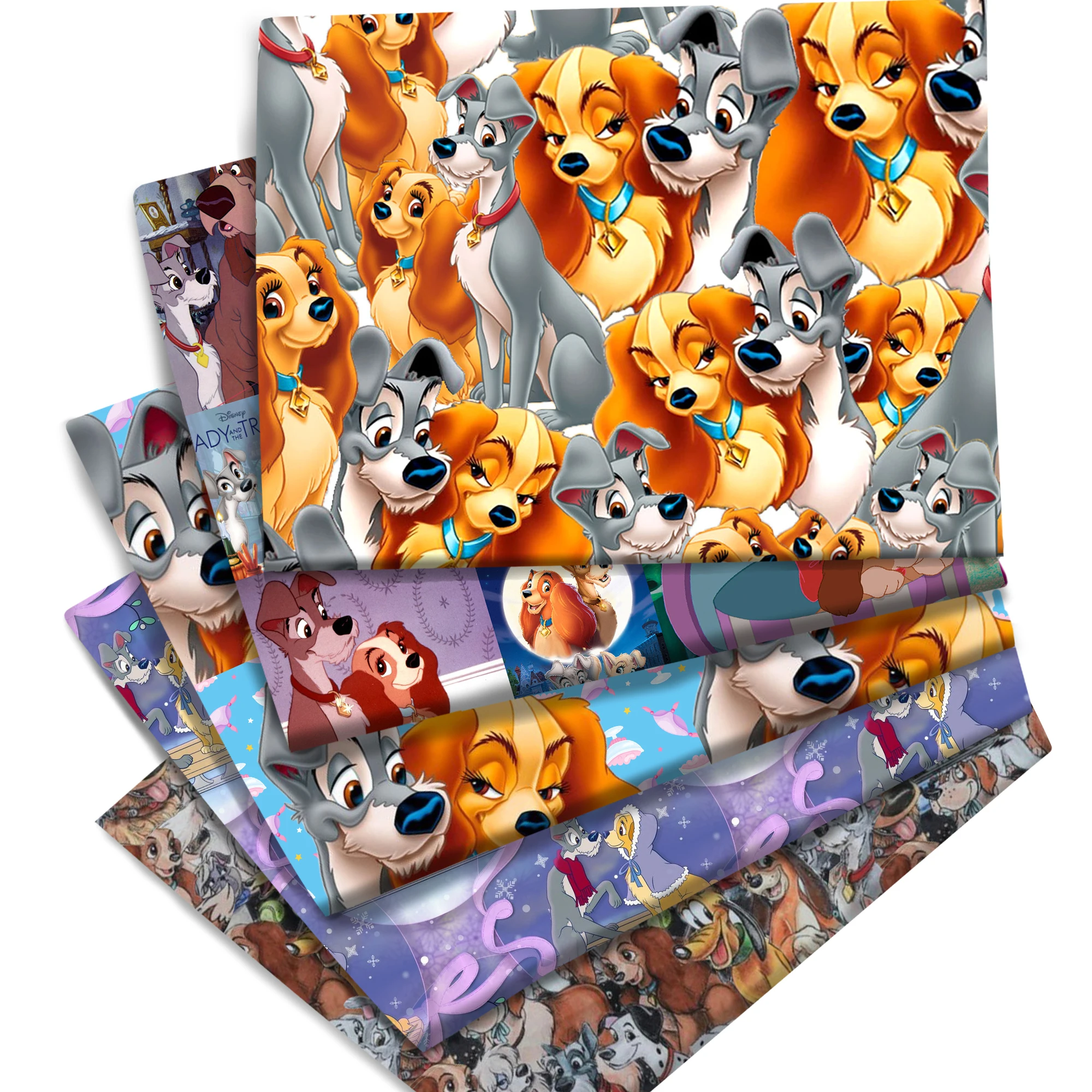 Sale Disney Lady AAnd The Tramp Cotton Fabric Print Cloth Sewing ...
