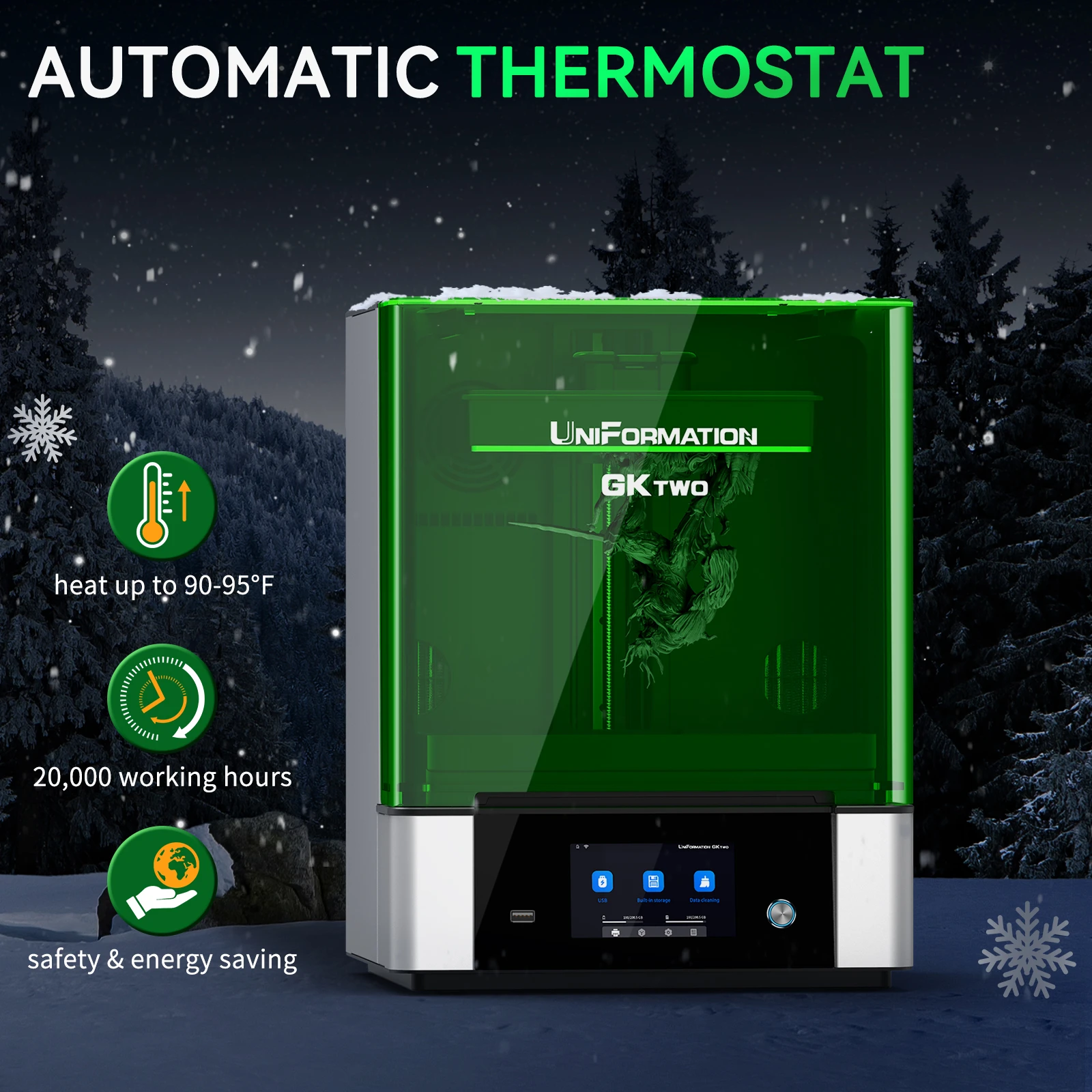 Uniformation GKtwo LCD 8K 3D Resin Printer 10.3" Heating Air ...