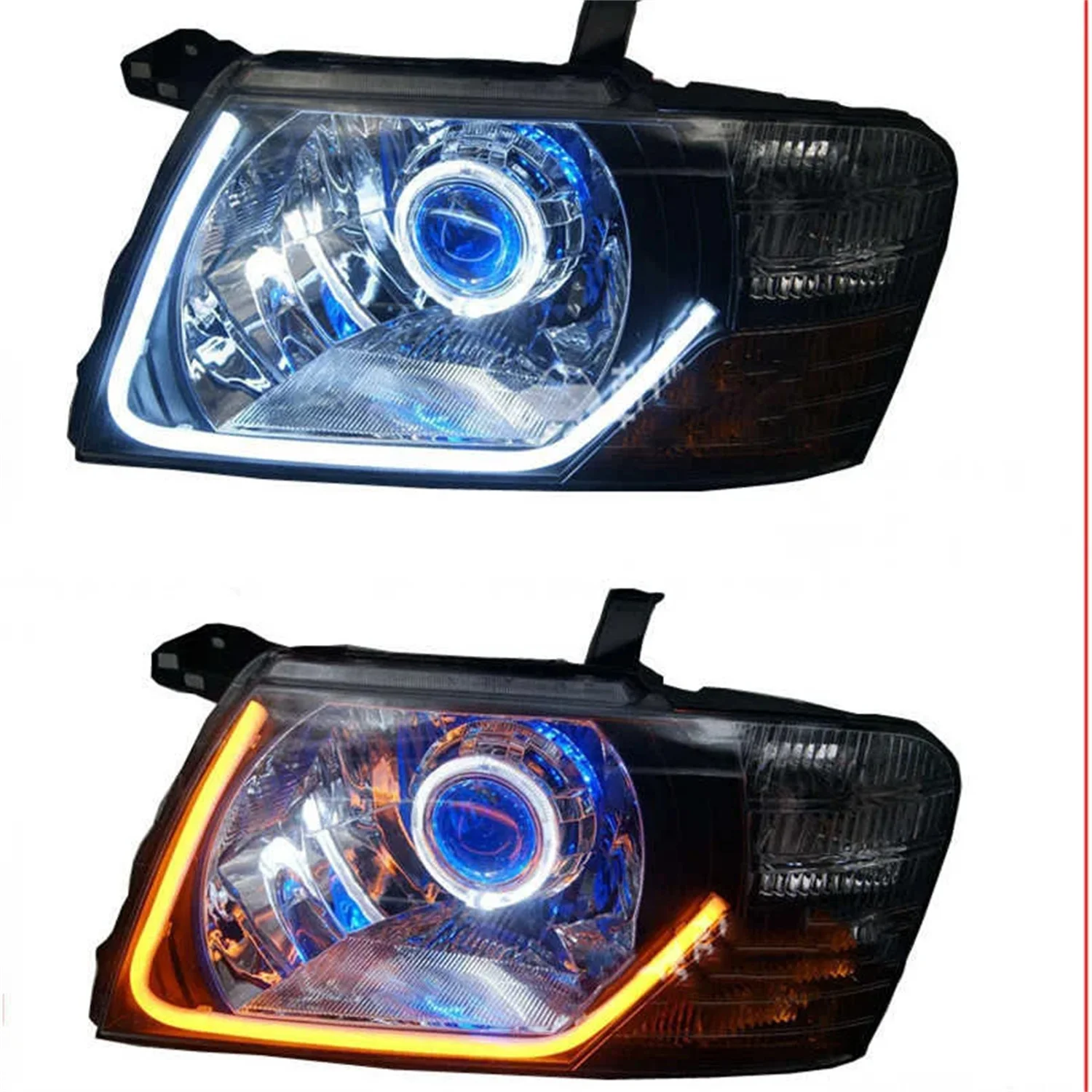 HID-LED-headlight-assembly-angel-eye-daytime-running-light-with-turn-signal-for-Mitsubishi ...