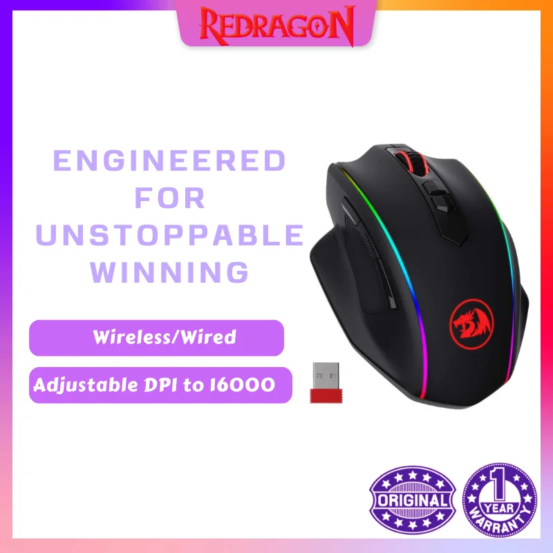 Redragon M686 VAMPIRE ELITE Wireless Gaming Mouse 16000 DPI with ...