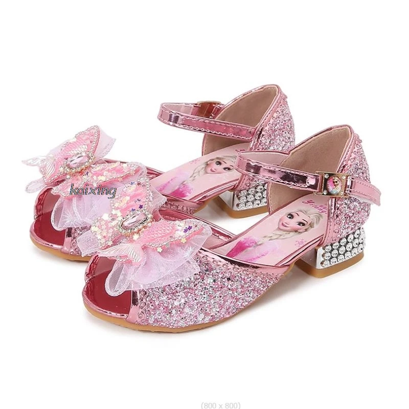 Frozen-Elsa-Kid-s-Pink-High-heeled-Sandals-Children-New-Shoes-Princess ...