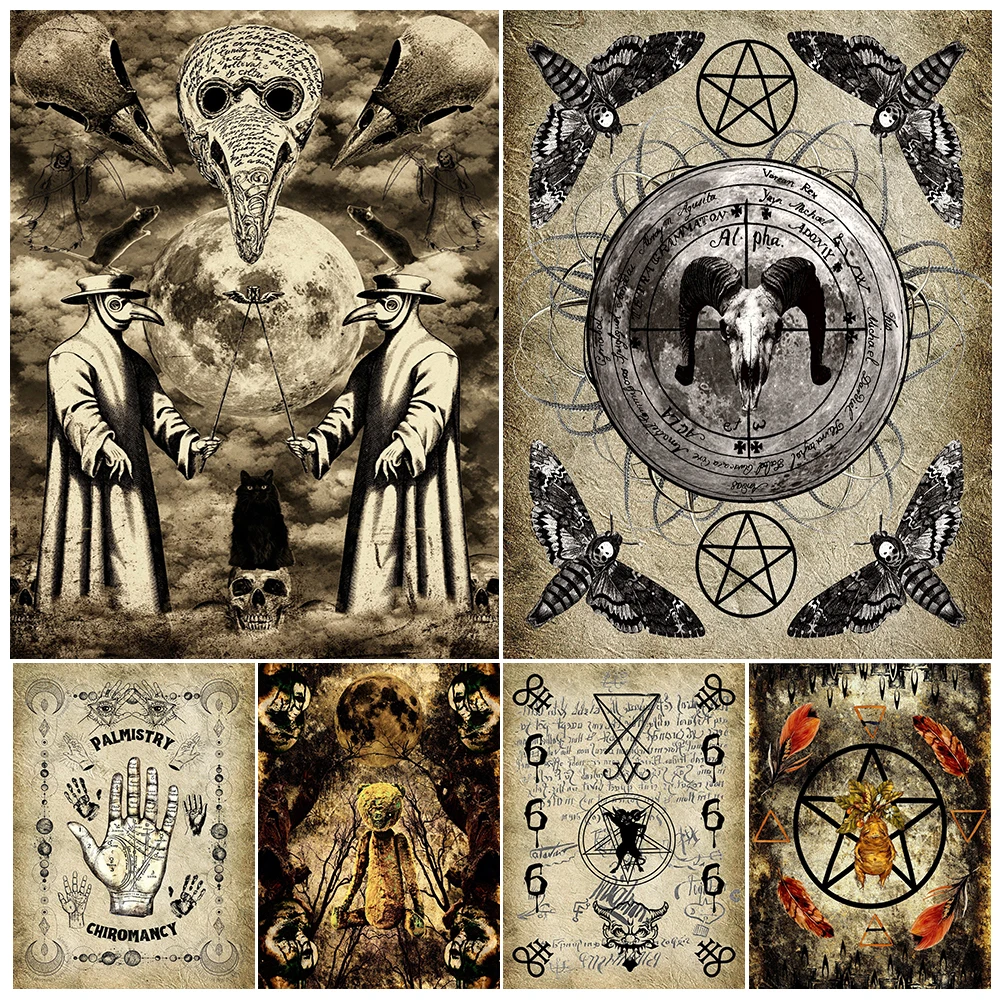 Gothic Horror Occult Witchy & Satanic Lucifer Vintage Wall Art Canvas ...